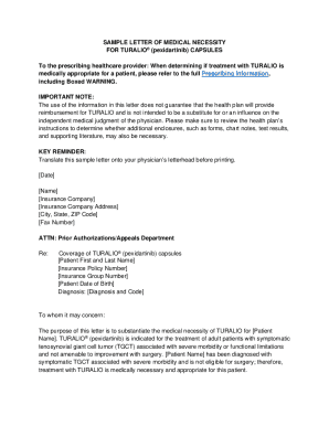 Fillable Online SAMPLE LETTER OF MEDICAL NECESSITY FOR TURALIO ... Fax ...
