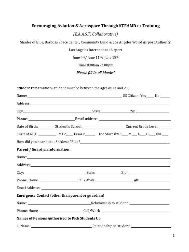 Fillable Online Encouraging Aviation & Aerospace Through STEAMD++ ...