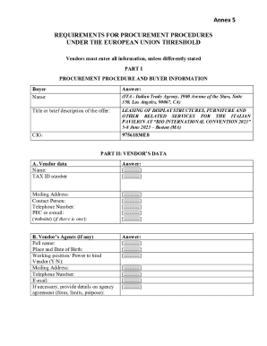 Fillable Online Requirements for procurement procedures under the ...