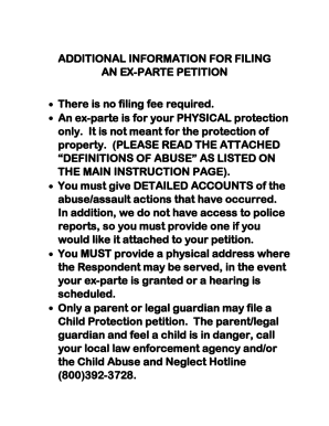 Fillable Online There is no filing fee required.An ex-parte is for your ...