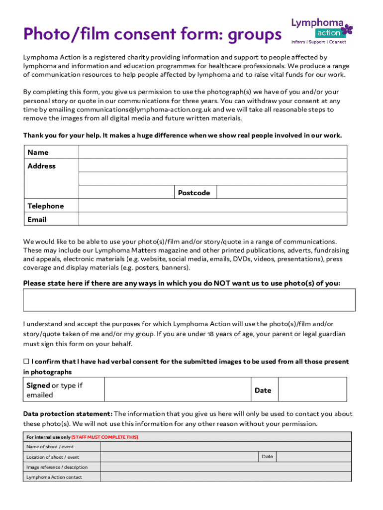 Fillable Online Photo/film consent form: groups Fax Email Print - pdfFiller