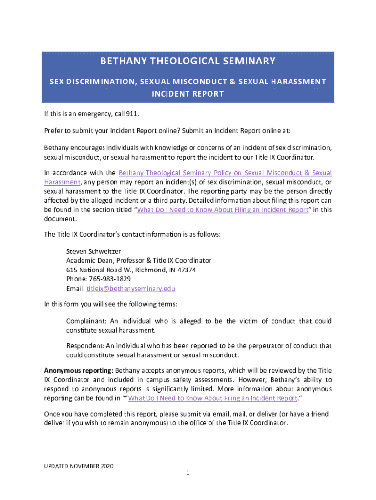 Fillable Online Title IX Reporting Forms Fax Email Print - pdfFiller