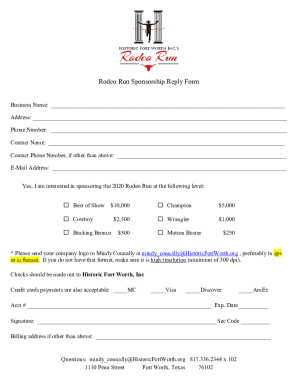 Fillable Online Rodeo Run Sponsorship Reply Form Fax Email Print ...