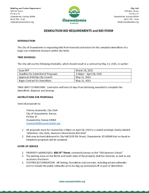 Fillable Online DEMOLITION BID REQUIREMENTS and BID FORM Fax Email ...