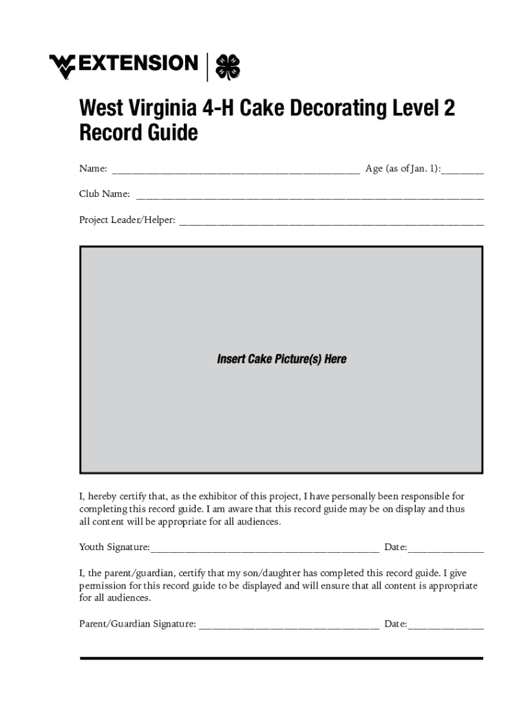 Fillable Online PRCAKE 4-H CAKE DECORATING PROJECT RECORD Fax Email Print - pdfFiller
