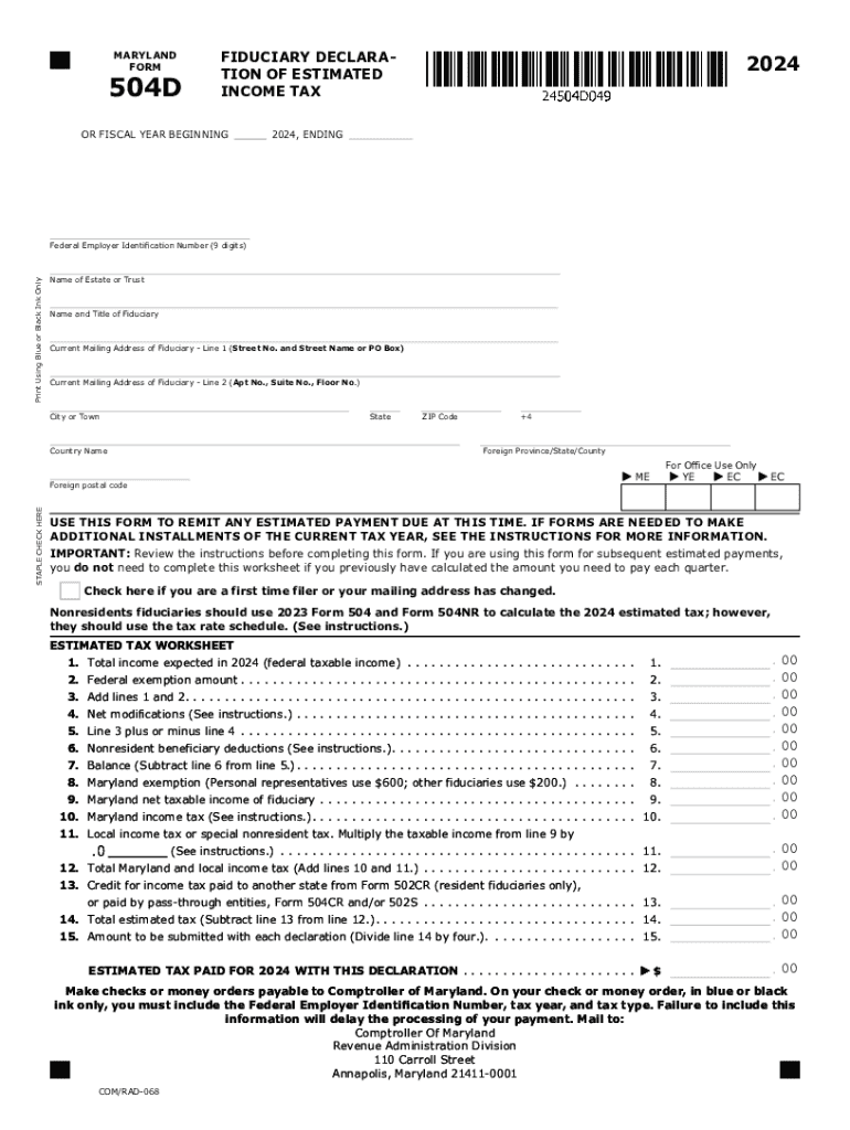 Fillable Online Tax Year 2023 Form 504 Fiduciary Income Tax Return Fax ...