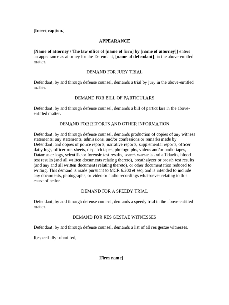 Name of attorney / The law office of name of firm by name of attorney enters an appearance as ...