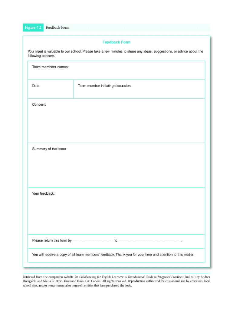 Fillable Online Figure 7.2 Feedback Form Fax Email Print - pdfFiller