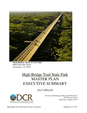 Fillable Online High Bridge Trail State Park MASTER PLAN EXECUTIVE ...