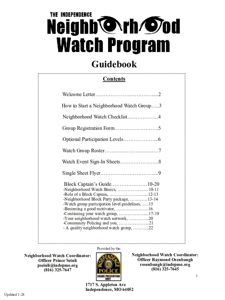 Fillable Online resources to start a neighborhood watch Fax Email Print ...