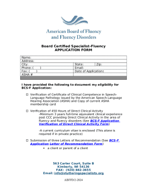 BCS-F Application Doc Template | pdfFiller