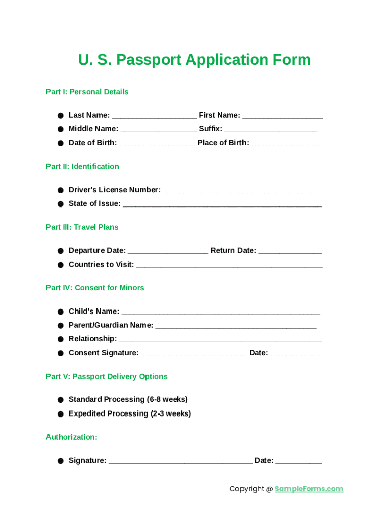 US Passport Application Doc Template | pdfFiller