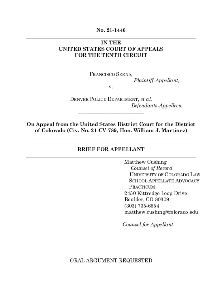 Fillable Online Serna v. Denver Police Department, et al., No. 21-1446 ...