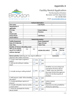 Fillable Online Facility Rental Application Appendix A Fax Email Print ...