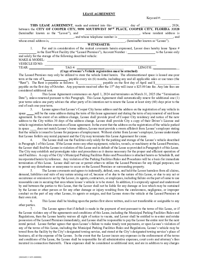 Fillable Online THIS LEASE AGREEMENT, made and entered into this day of , 2024, Fax Email Print ...