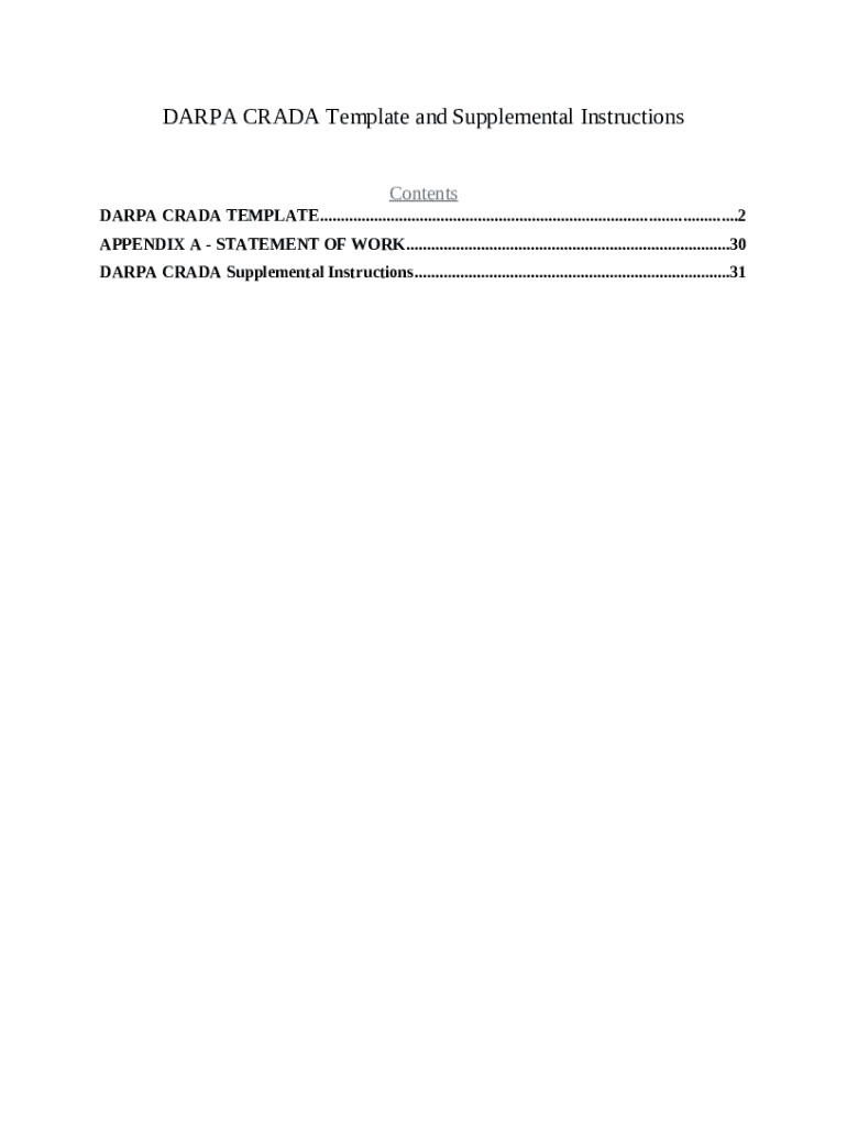 DARPA CRADA Template and Supplemental Instructions Doc Template | pdfFiller