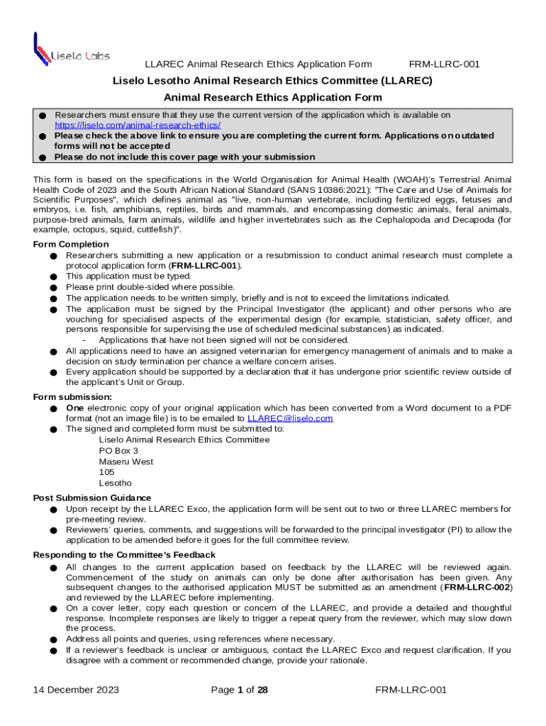SOP-LRC-011 Use and care of animals in research ... Doc Template ...