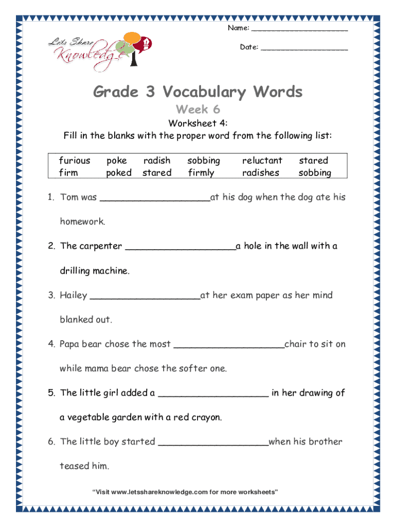 Fillable Online Fill in the blanks with the proper word from the ...