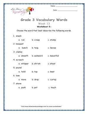 Fillable Online 3rd Grade Vocabulary List Week 13 Flashcards Fax Email ...