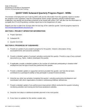 DET-19682-3-E, QUEST DWG Subaward Quarterly Progress Report - WDBs ...