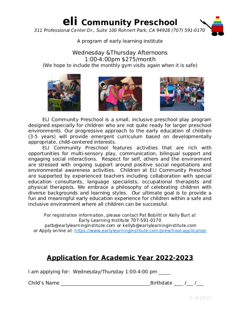 eli Community Preschool Doc Template | pdfFiller