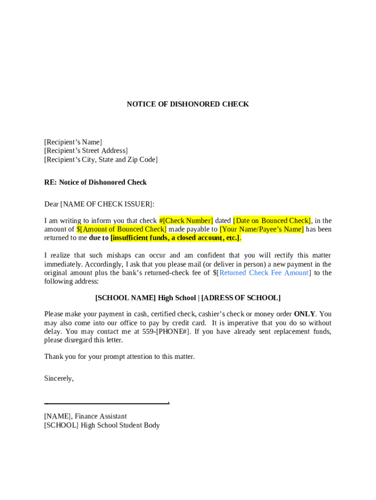 Notice Of Dishonor Template - Fill Online, Printable, ... Doc Template ...