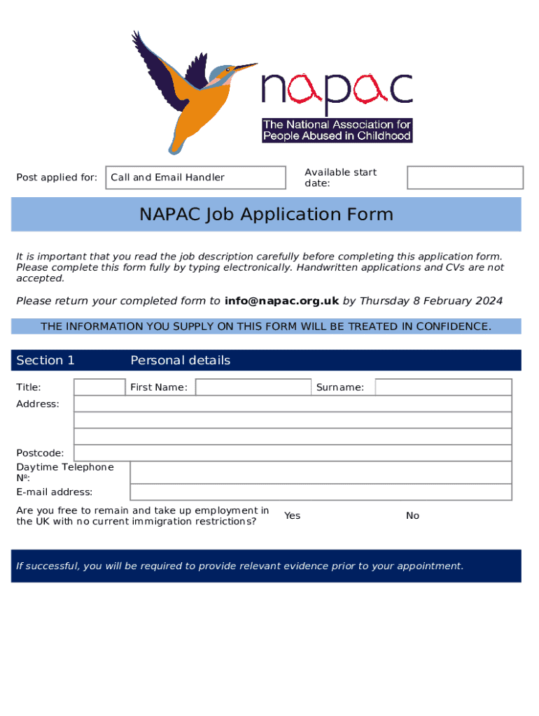 Successfully Completing a Job Application - napac org Doc Template ...