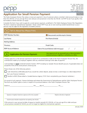 Fillable Online Application for Small Pension Payment Form Fax Email ...