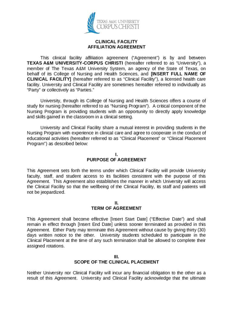 Template Nursing Clinical Affiliation Agreement (effective-6 ... Doc ...