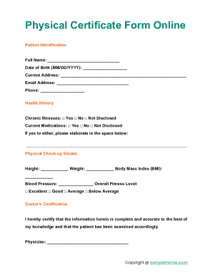 Fillable Online Physical Certificate Form Online Fax Email Print ...