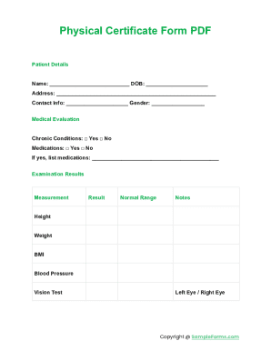 Fillable Online Physical Certificate Form PDF Fax Email Print - pdfFiller