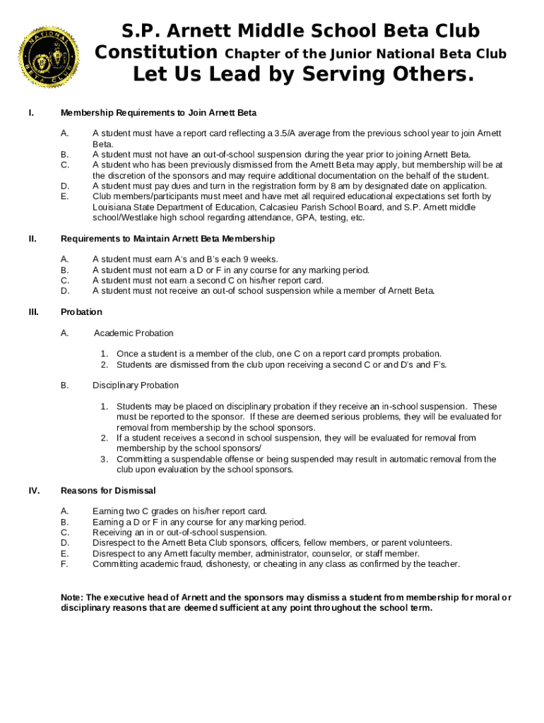 SP Arnett Beta Club Service Hours Log Doc Template | pdfFiller