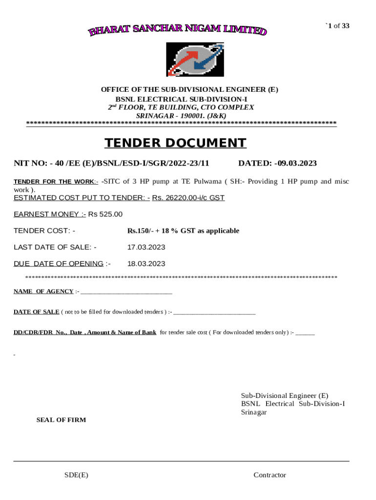 BHARATSANCHAR NIGAM LIMITED Doc Template | pdfFiller