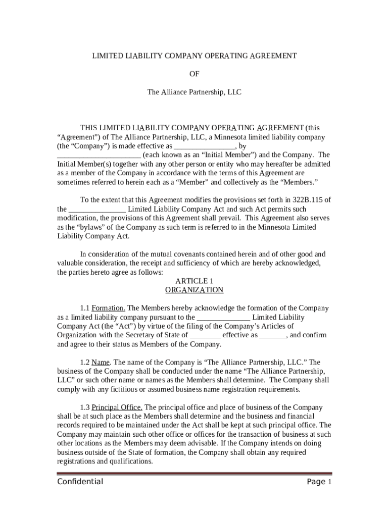 Minnesota LLC Operating Agreement (Free 2024 Template) Doc Template ...