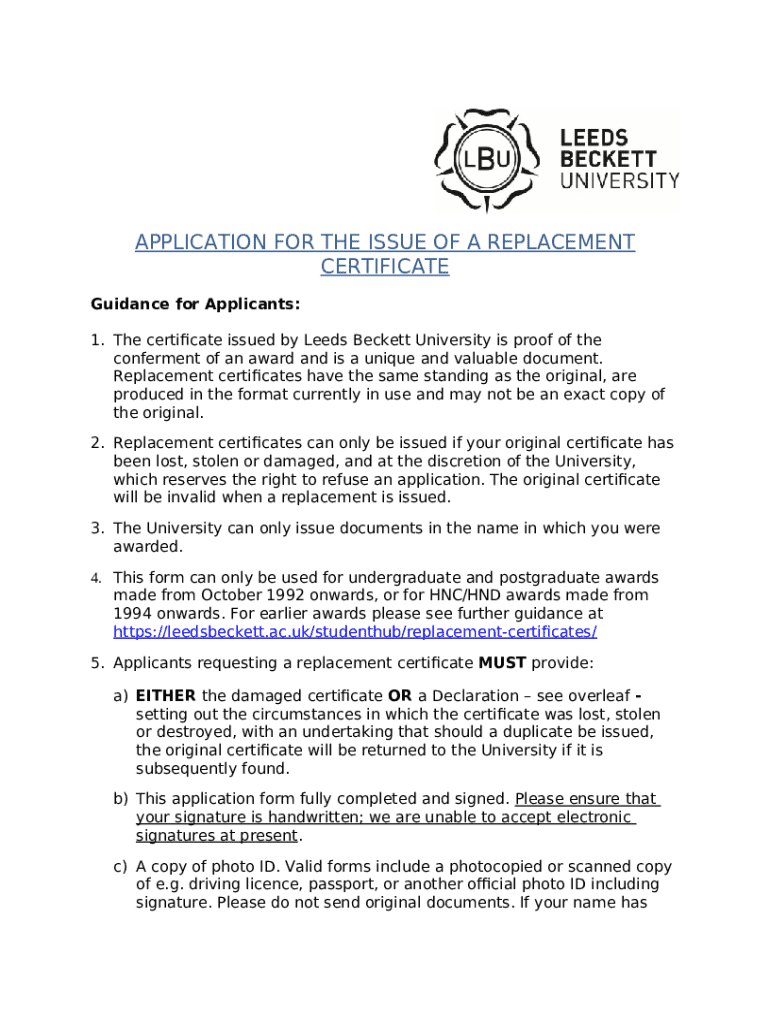 Replacement Degree Certificate Doc Template | pdfFiller