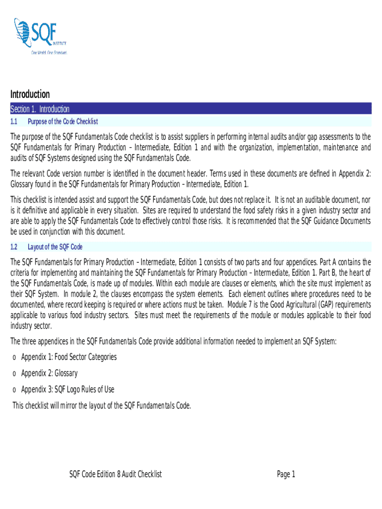 SQF Food Safety Code for Food Retail Doc Template | pdfFiller