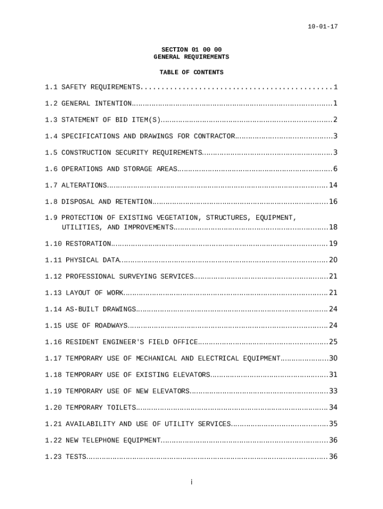 DESIGN & CONSTRUCTION GUIDELINES DIVISION 01 ... Doc Template | pdfFiller