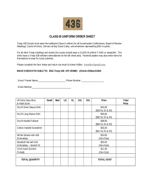 Class-B-Order- Doc Template | pdfFiller