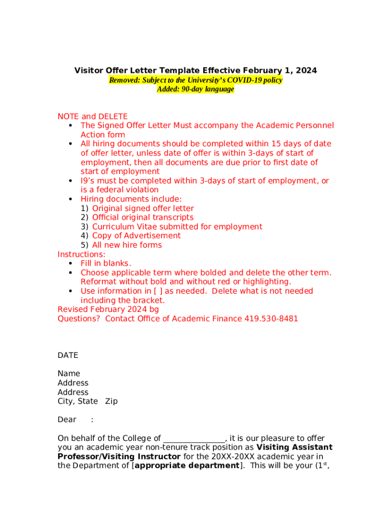 Covid 19 Per Diem Offer Letter TemplatePDFE Verify Doc Template | pdfFiller