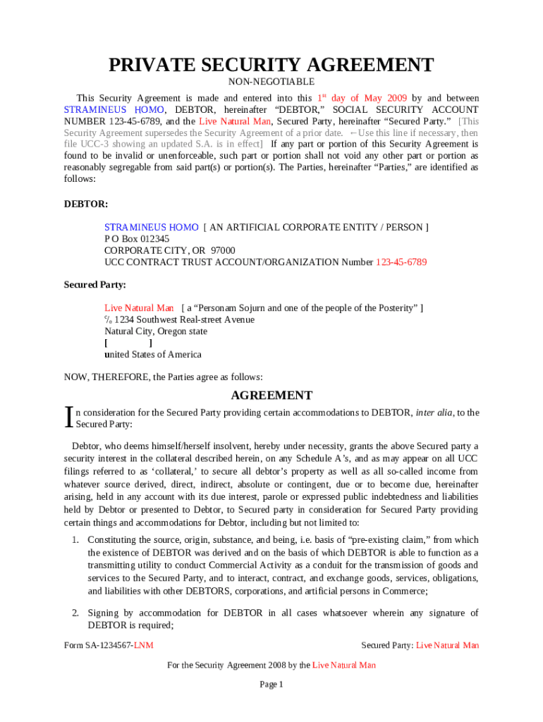 Private Security Agreement Doc Template | pdfFiller