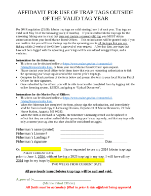Lobster Operator Permit Catastrophic Loss Trap Tag Affidavit Doc ...
