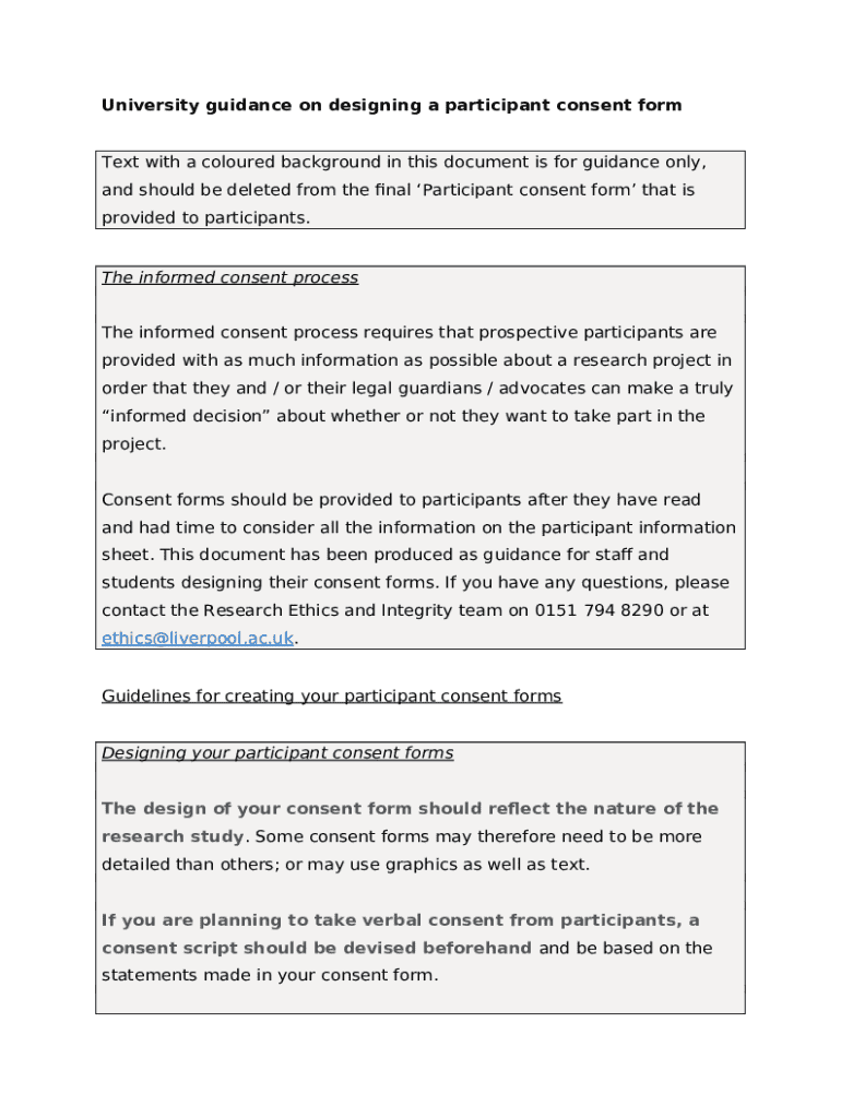 Guidelines - Preparing Ined Consent s Doc Template | pdfFiller