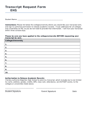 Academic Records Request Permission Doc Template | pdfFiller
