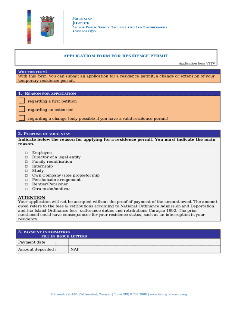 APPLICATION FOR RESIDENCE PERMIT Doc Template | pdfFiller