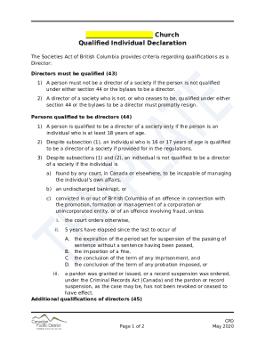 What are the minimum qualifications for the directors ... Doc Template | pdfFiller