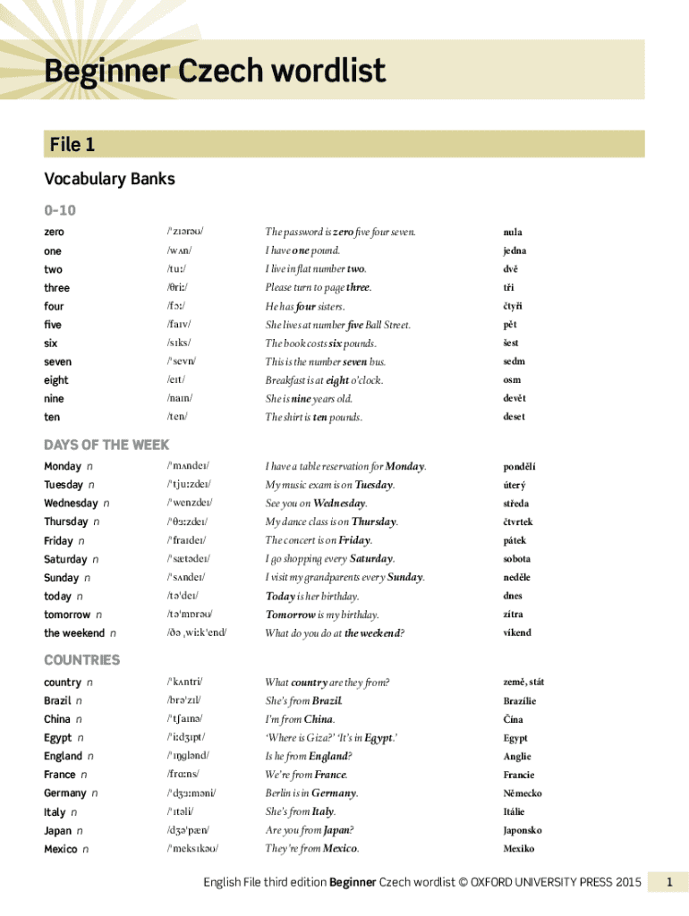 Fillable Online Revolutionize Your Czech Vocabulary with 100s of Free ...