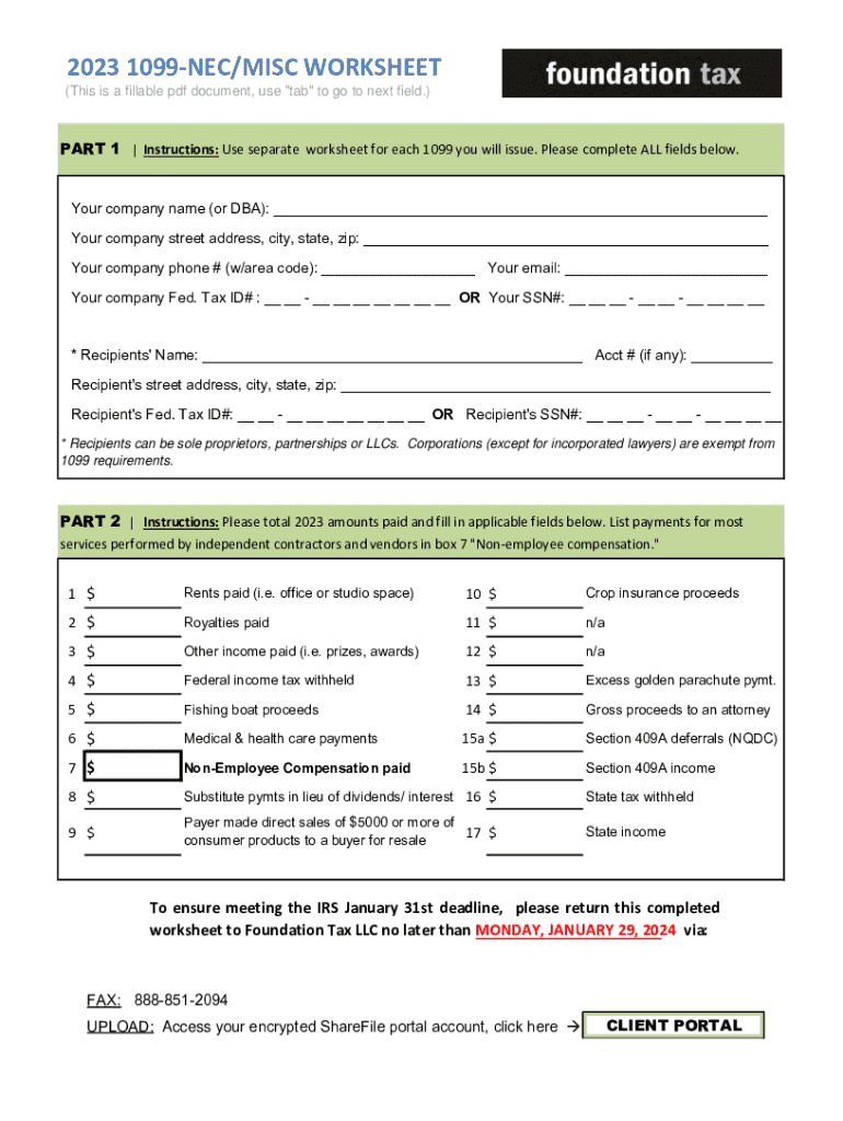 Fillable Online 1099-NEC tax form: What it's for and who needs to file ...