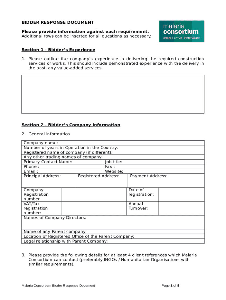 Attachment F Bidder Response . ... Doc Template | pdfFiller