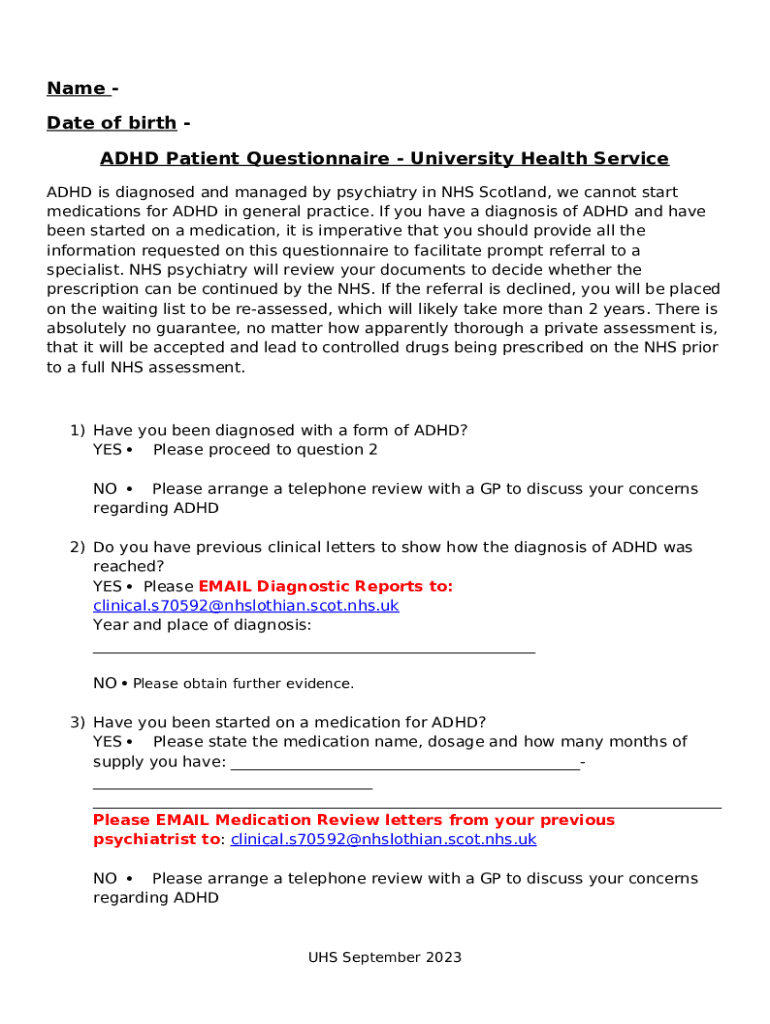 Getting an ADHD Assessment as an adult in Scotland Doc Template | pdfFiller