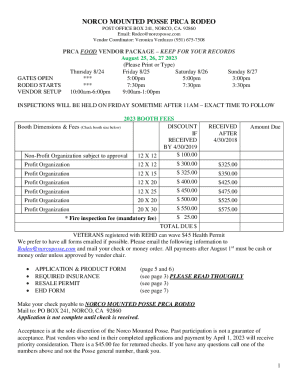 Fillable Online Norco Mounted Posse PRCA Rodeo - Vendor Information Fax ...